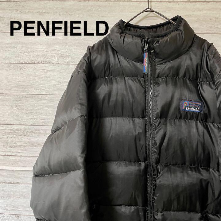 1円スタート PEN FIELD ペンフィールド ダウンジャケット ダウン70% フェザー30％ XL ブラック 黒 シンプル 軽量 タグ ...