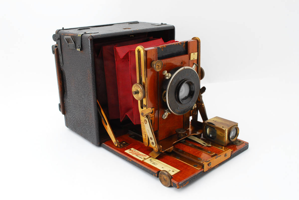 超 イギリス THE SANDERSON CAMERA サンダーソン カメラ 木製カメラ ロンドン junior ジュニア 赤蛇腹 ...