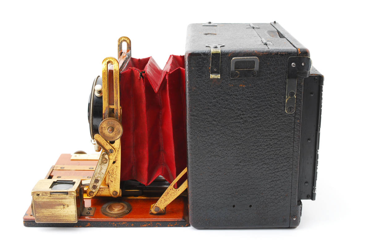 超 イギリス THE SANDERSON CAMERA サンダーソン カメラ 木製カメラ ロンドン junior ジュニア 赤蛇腹 ...