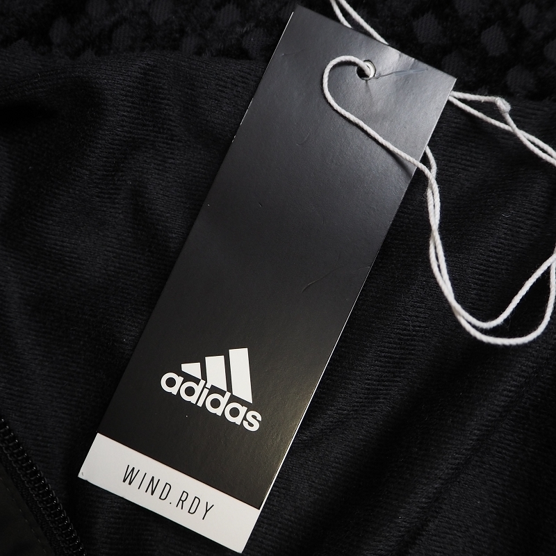 O144 アディダス 裏起毛 ウ―ブン ジャケット 2XL ブルゾン スタンドカラー 防風 保温 ゴルフ adidas 秋冬 3ストライプス ...