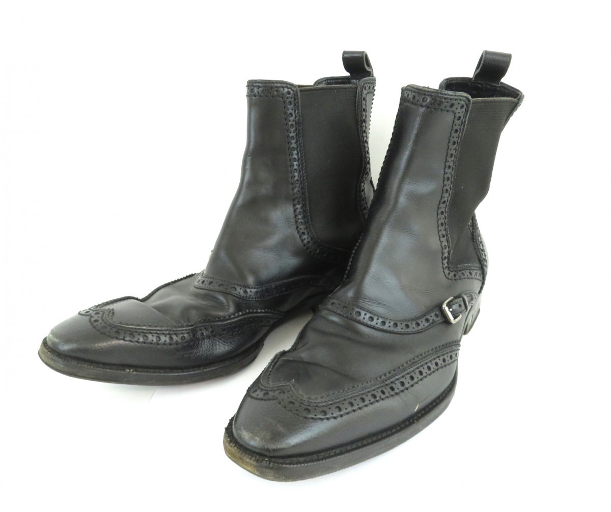 正規品 Louis Vuitton ルイヴィトン サイドゴアブーツショートブーツ サイズ8 ブラック ウイングチップ ベルト メンズ イタリア製 0323-035(男性用)｜売買された ...