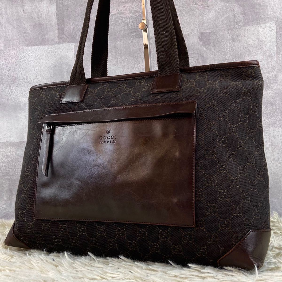 1円~ 極 GUCCI グッチ A4 通勤 通学 書類 メンズ トートバッグ ハンドバッグ ビジネス GG柄 キャンバス レザー 本革 肩掛け 総柄 茶(その他)｜売買されたオークション情報 ...