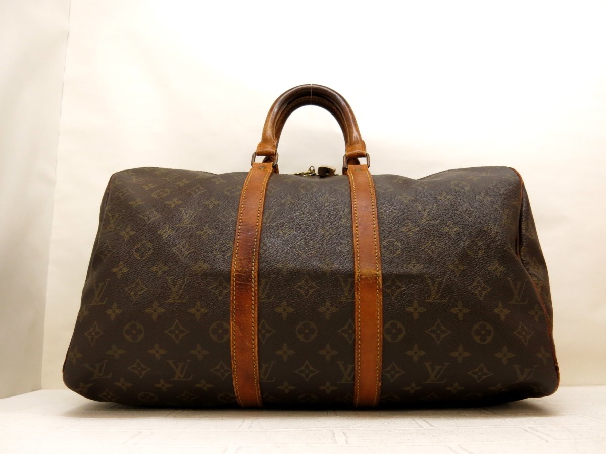 LOUIS VUITTON ルイ ヴィトン モノグラム キーポル PVC カーフ レザー 本革 ボストン バッグ 茶色 G金具 ヴィンテージ ...