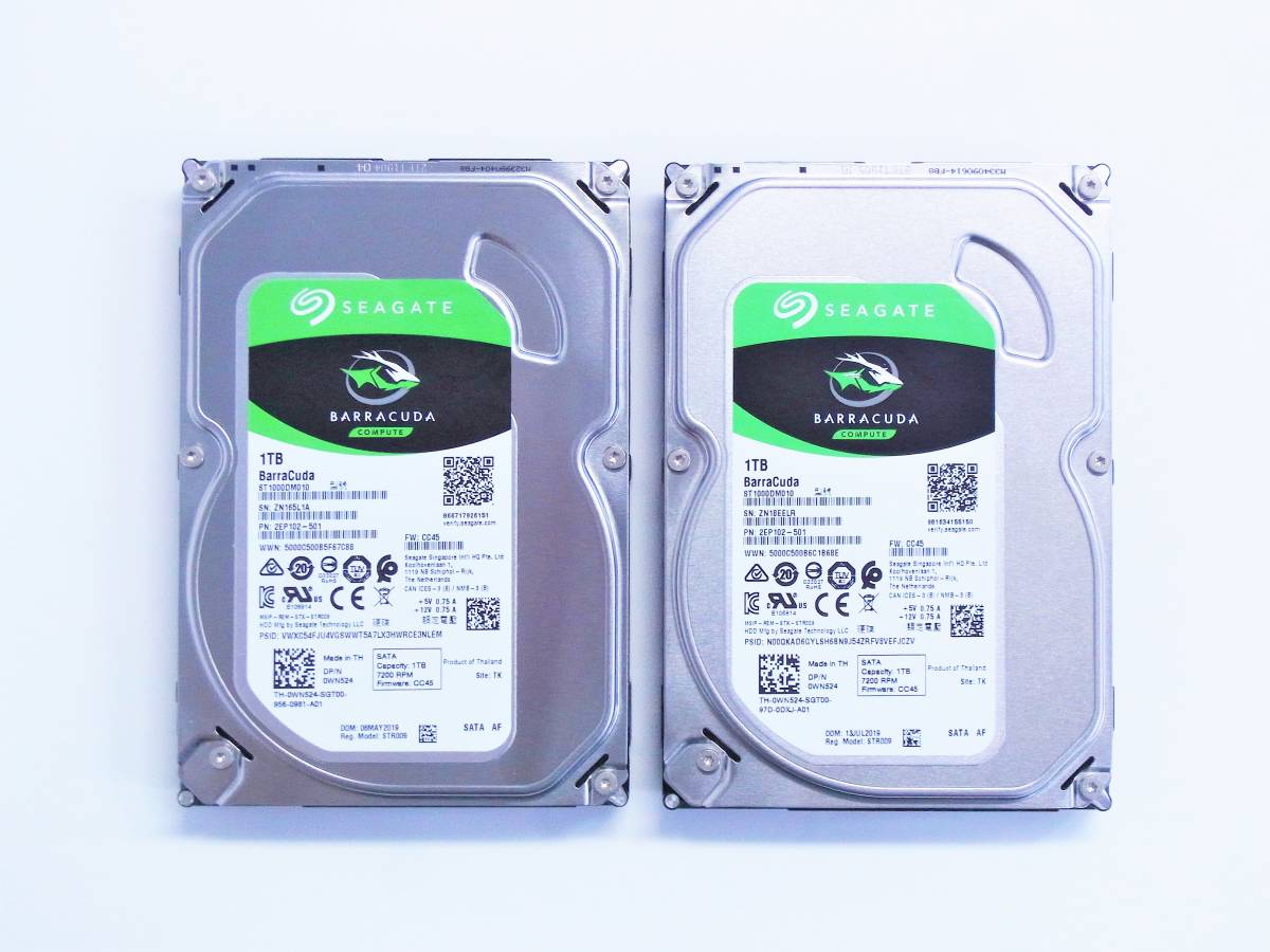 SEAGATE BarraCuda ST1000DM010 HDD 1TB×2台 3.5インチ ハードディスク SATA(1TB～)｜売買され ...