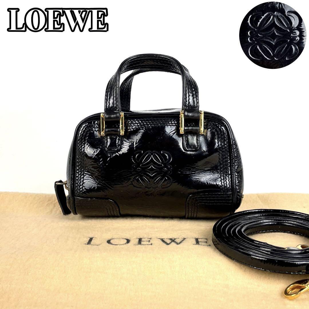 LOEWE ロエベ マイクロ アマソナ ミニバッグ 2way ショルダーバッグ アナグラム 斜め掛け キーリング ゴールド金具 黒 ブラック(ショルダー)｜売買されたオークション情報 ...