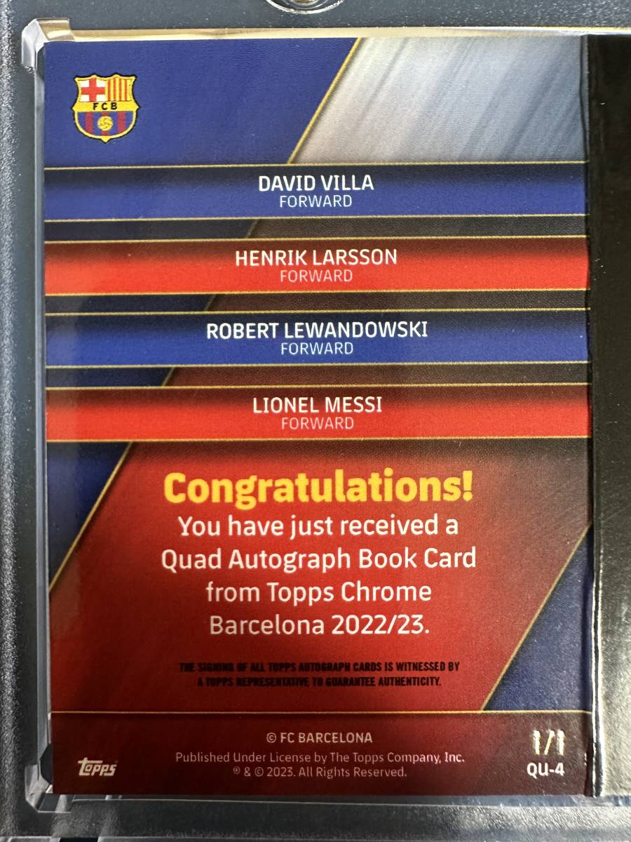 激レア topps barcelona chrome 1/1 lionel messi robert lewandowski david ...