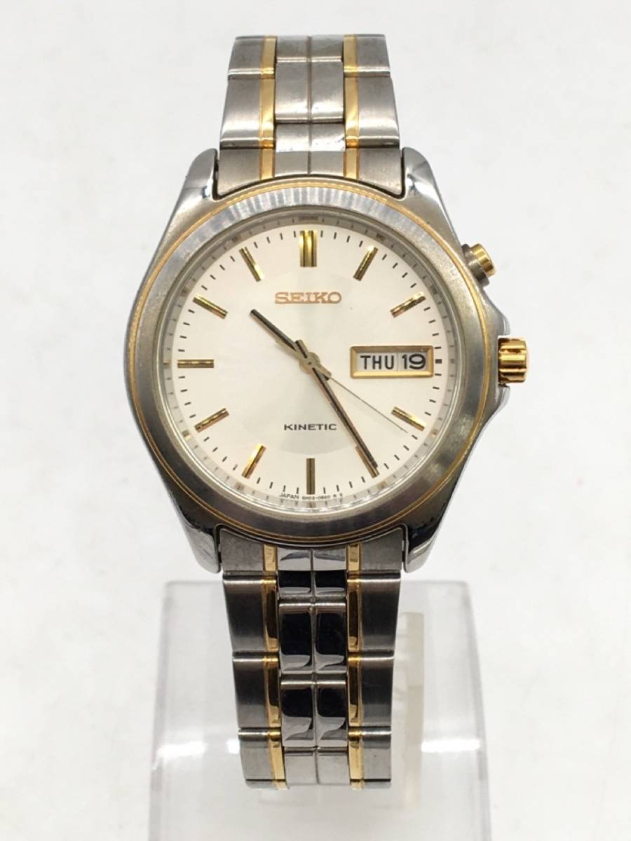 0804-526S⑤21639 腕時計 SEIKO セイコー 5M63-0B10 メンズ KINETIC キネティック デイデイト コンビ ...