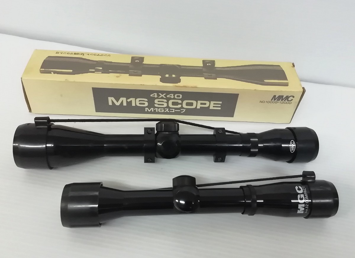 現状品 M16スコープ 4×40 MMC スナイパー 4×32 MGC 2点セット リングマウント ライフル ミリタリー トイガン パーツ ...
