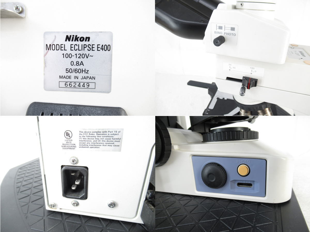 Nikon/ニコン ECLIPSE/エクリプス E400 生物顕微鏡 対物レンズ4本 Y-IDP H-Ⅲ FSX-35 Polaroid PDMC-2 現状(顕微鏡)｜売買されたオークション ...
