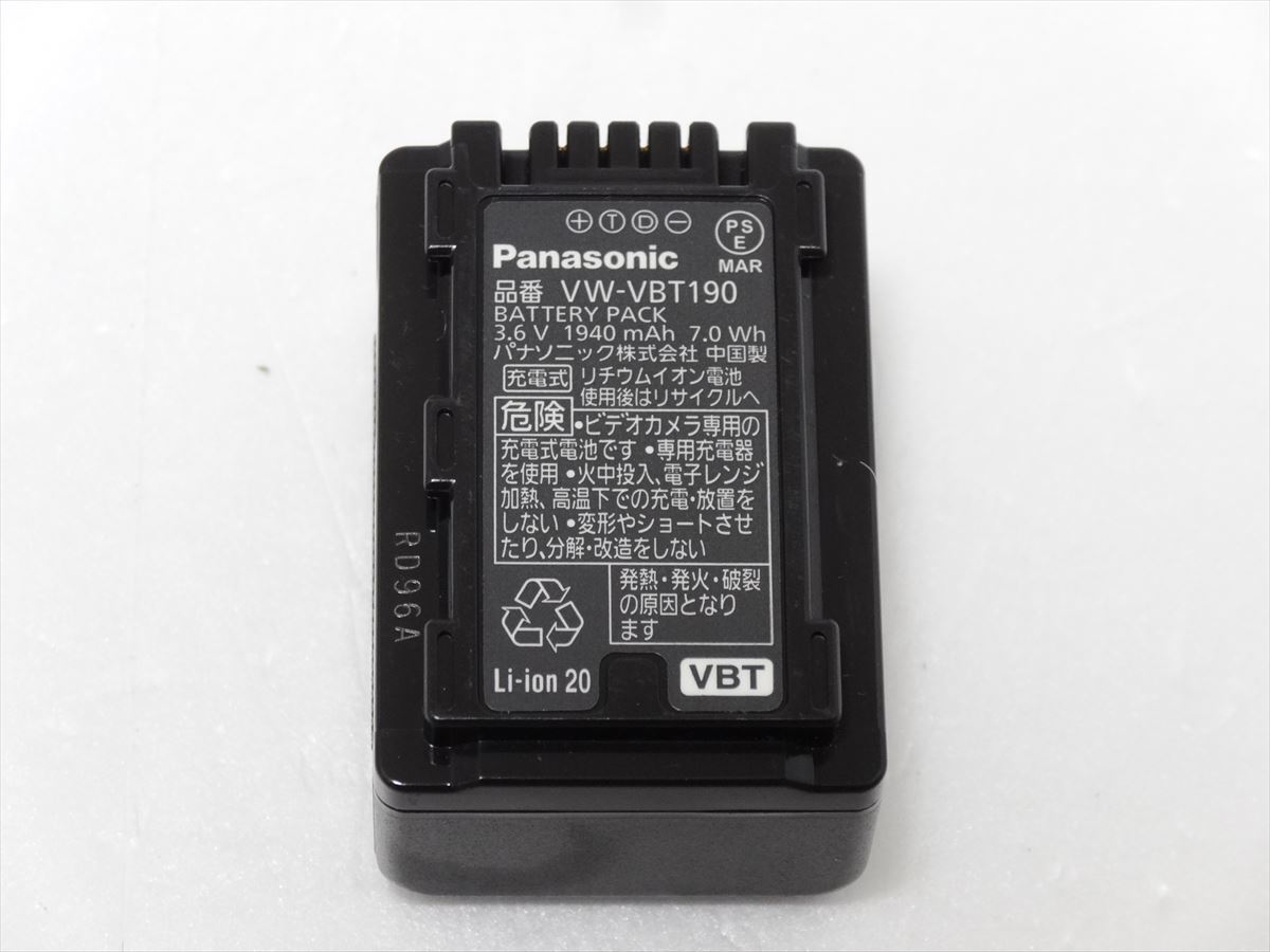 Panasonic 純正 バッテリー VW-VBT190 パナソニック 電池 送料140円 rd96a(バッテリー、充電器)｜売買された ...