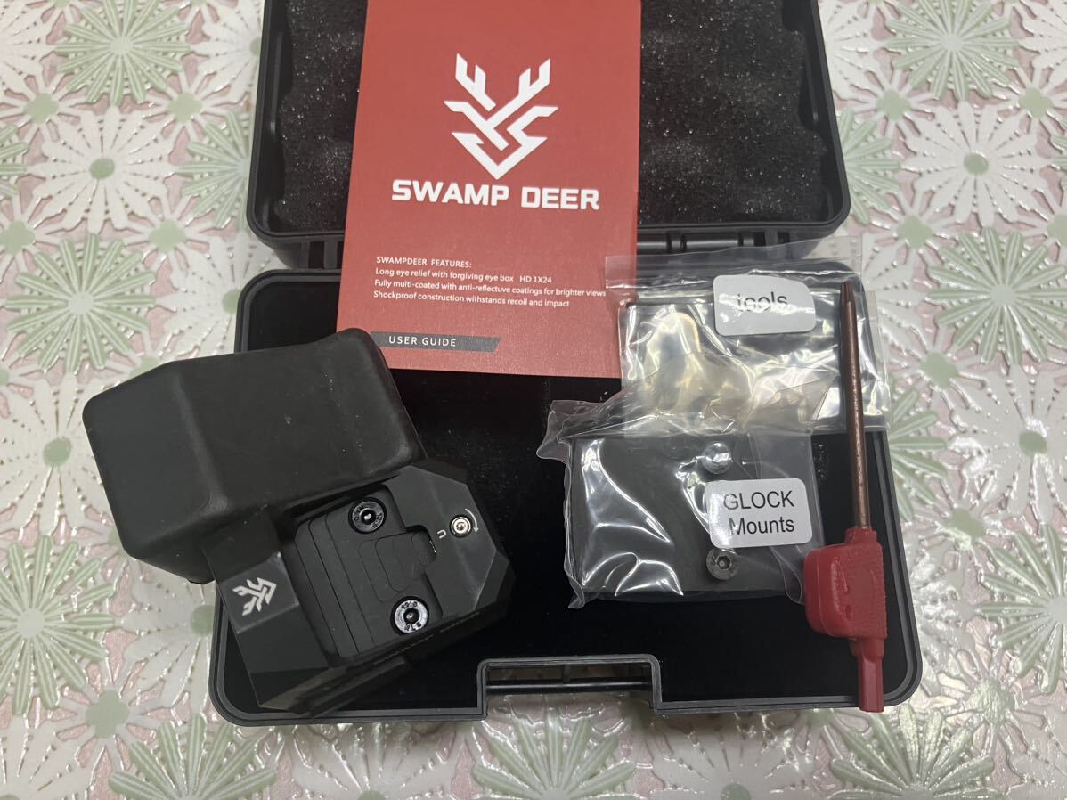 SWAMP DEER OPTICS HD 1×24Miniレッドドットサイト 実銃対応 RMR互換 Glock用マウント付 バックアップサイト ...