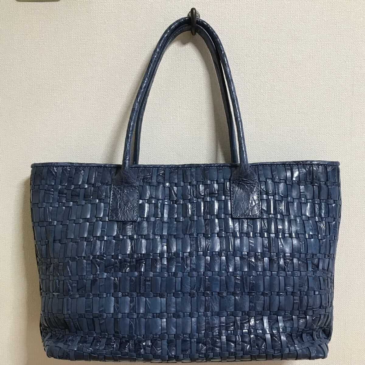 イタリー製 CREATION LUSSET クロコダイル 編み込み トートバッグ BIG ネイビー系(クロコダイル)｜売買されたオークション ...
