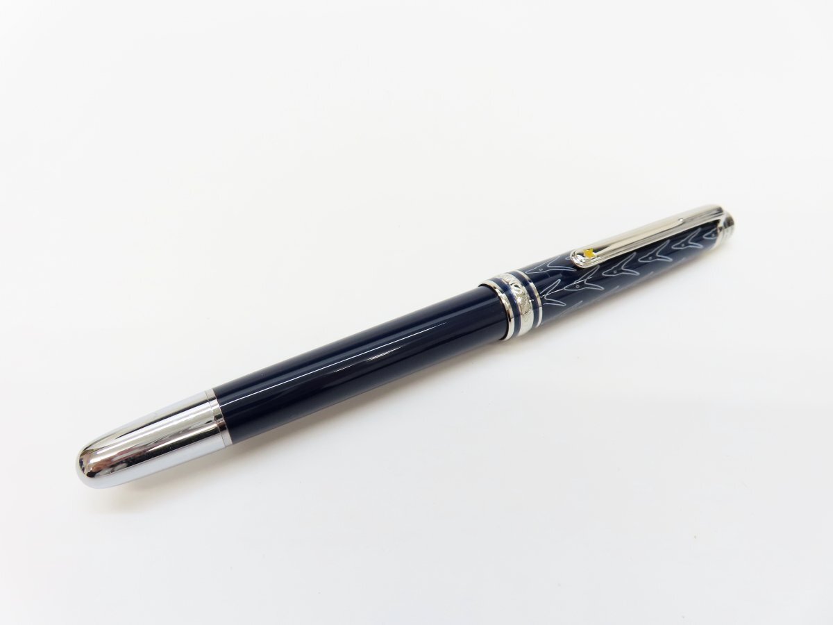 超 Montblanc モンブラン マイスターシュテュック pix 星の王子さま 万年筆 ネイビー シルバー金具 ペン先 14K 585 ...