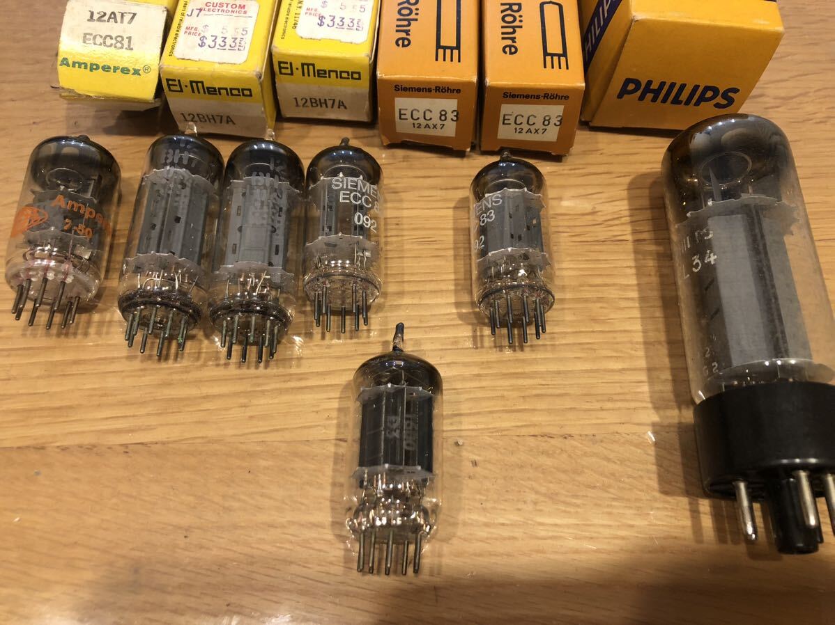 真空管 7本 Mullard ECC83 Amperex ECC81 12AT7 EL Menco 12BH7 SIEMENS ECC83 ...