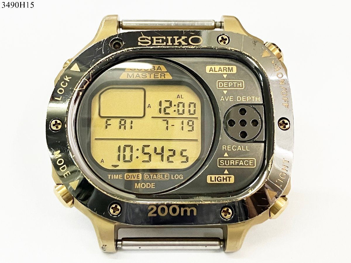 稼働品 SEIKO セイコー SCUBA MASTER スキューバマスター 200m M725-5A00 ダイブコンピュータ クォーツ ...