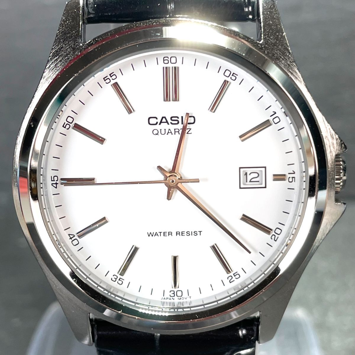 CASIO カシオ MTP-1183E-7A 腕時計 アナログ クオーツ 3針 カレンダー ホワイト文字盤 レザーバンド ブラック ラウンド ...