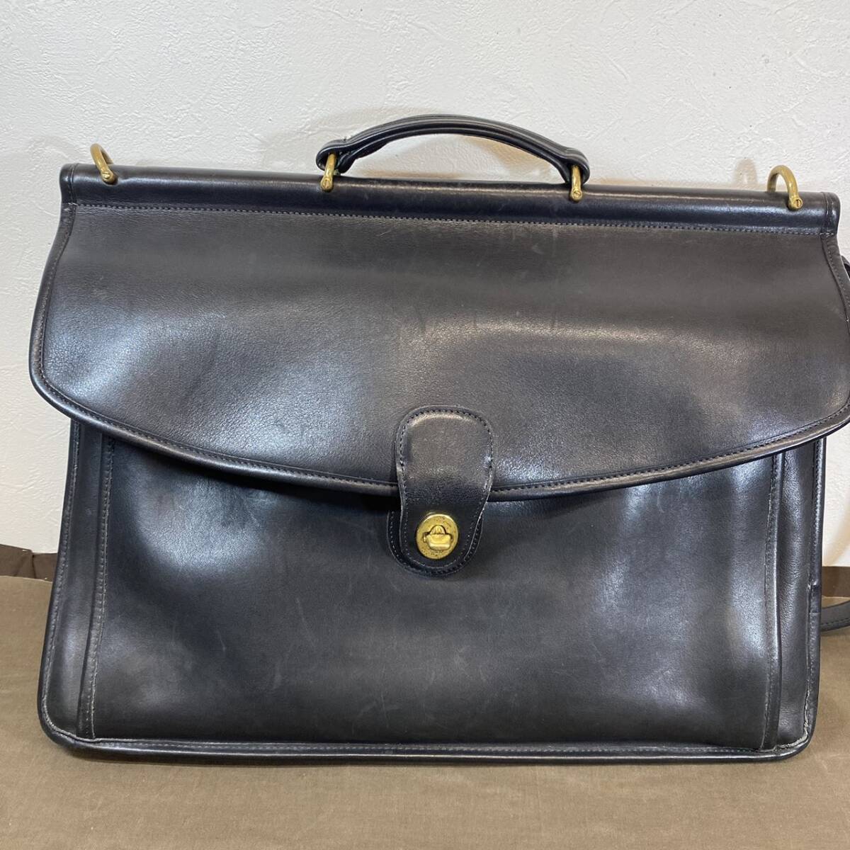 MH-8025 品 OLD COACH オールドコーチ ショルダーバッグ ビジネスバッグ フルグレインレザー ブラック アメリカ製 USA製 ...