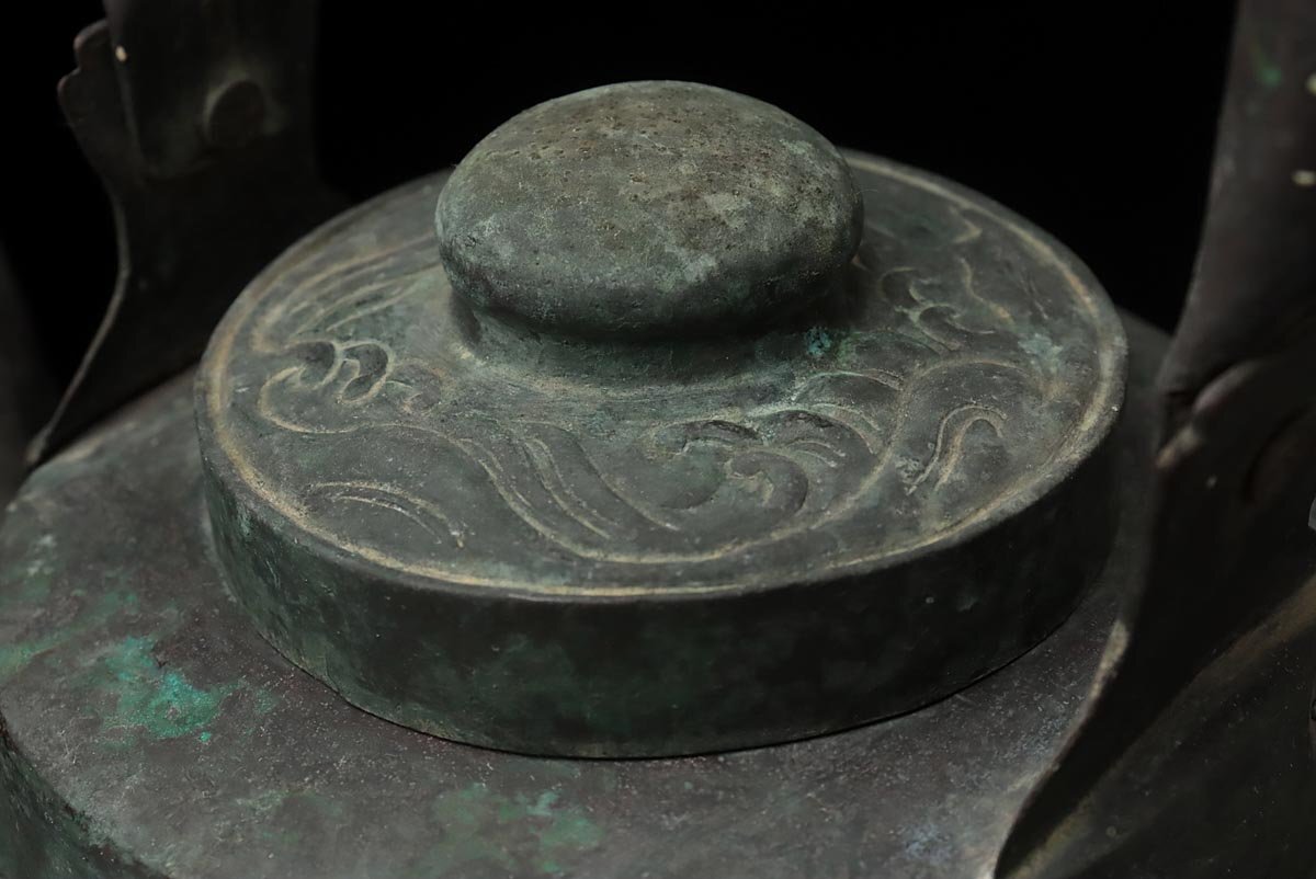 EV305 時代物 古銅 細密画 波龍盛上文 煎茶 湯沸 高25.3cm 重794g 銅薬缶 水注 煎茶道具(銅製)｜売買されたオークション ...