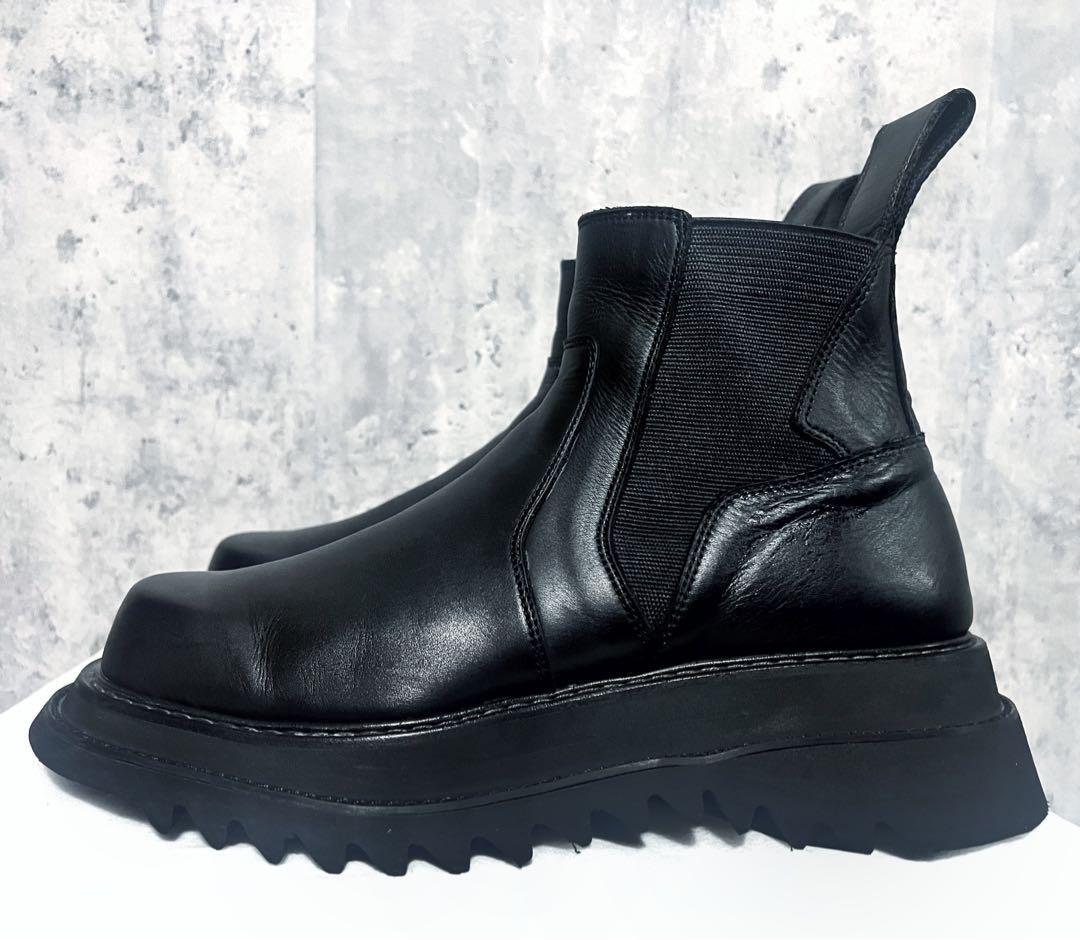 21SS定価88000円 JULIUS ユリウス シャークソール レザー ブーツ 3 黒 27.5cm rickowens drkshdw incarnation GUIDI BACKLASH ...
