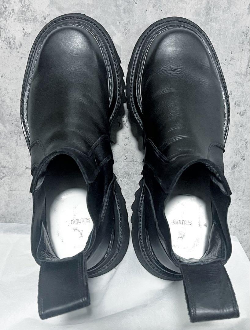 21SS定価88000円 JULIUS ユリウス シャークソール レザー ブーツ 3 黒 27.5cm rickowens drkshdw incarnation GUIDI BACKLASH ...