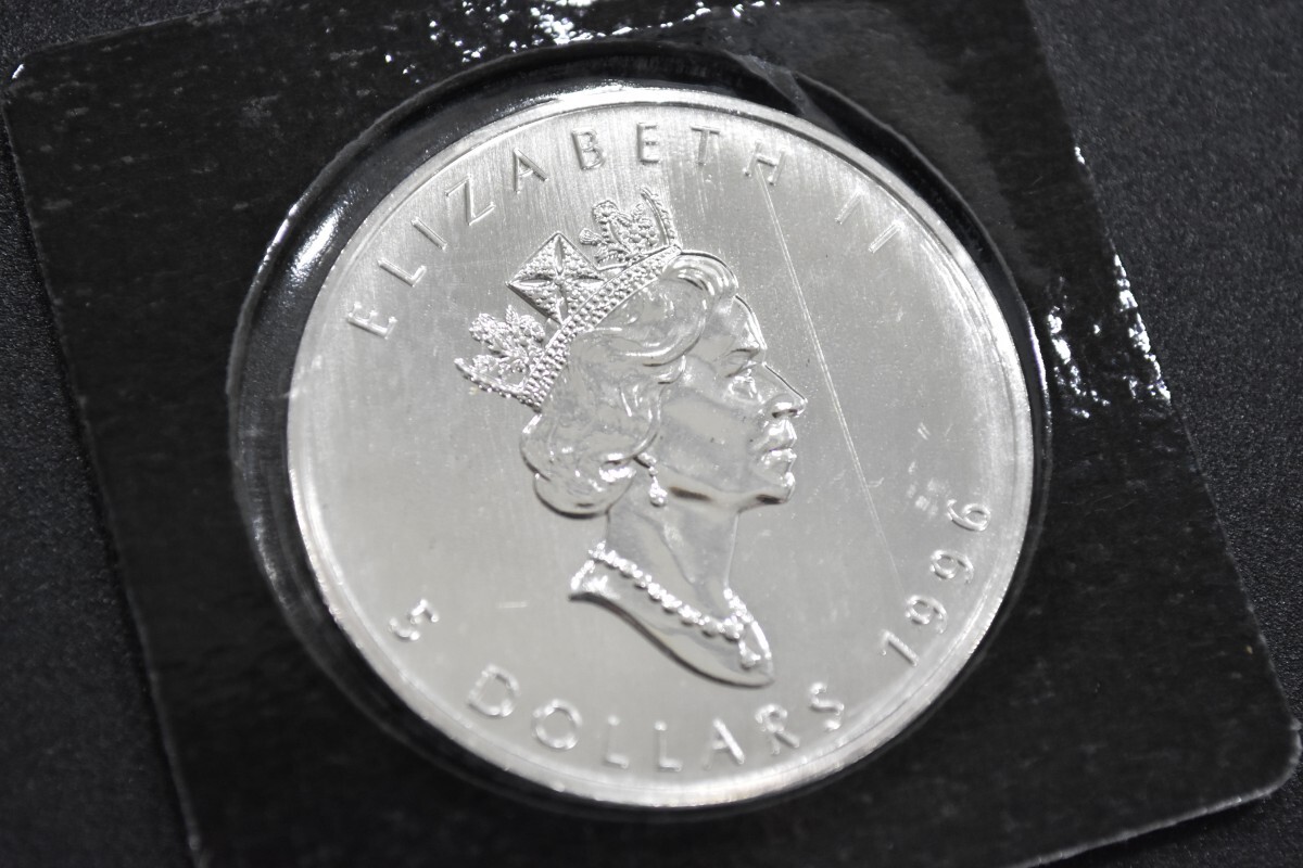 ELIZABETHⅡ 5DOLLARS 1996年 カナダ メイプルリーフ 33.34g プルーフ エリザベス2世 5ドル シルバーコイン ...