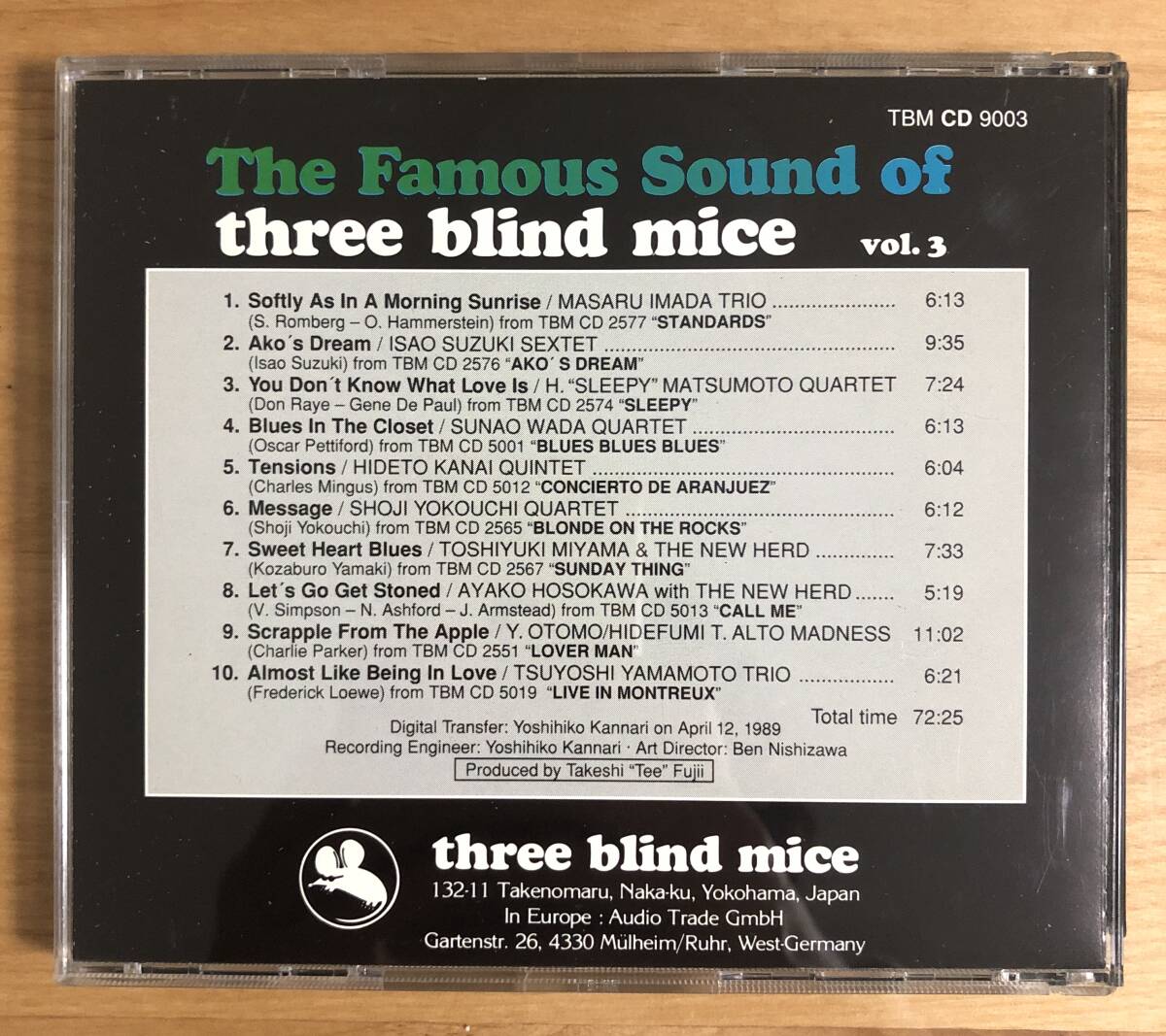西独盤 シール帯 山本剛 鈴木勲 細川綾子 金井英人 他 / THE FAMOUS SOUND OF THREE BLIND MICE VOL.3 TBM CD 9003 WEST ...