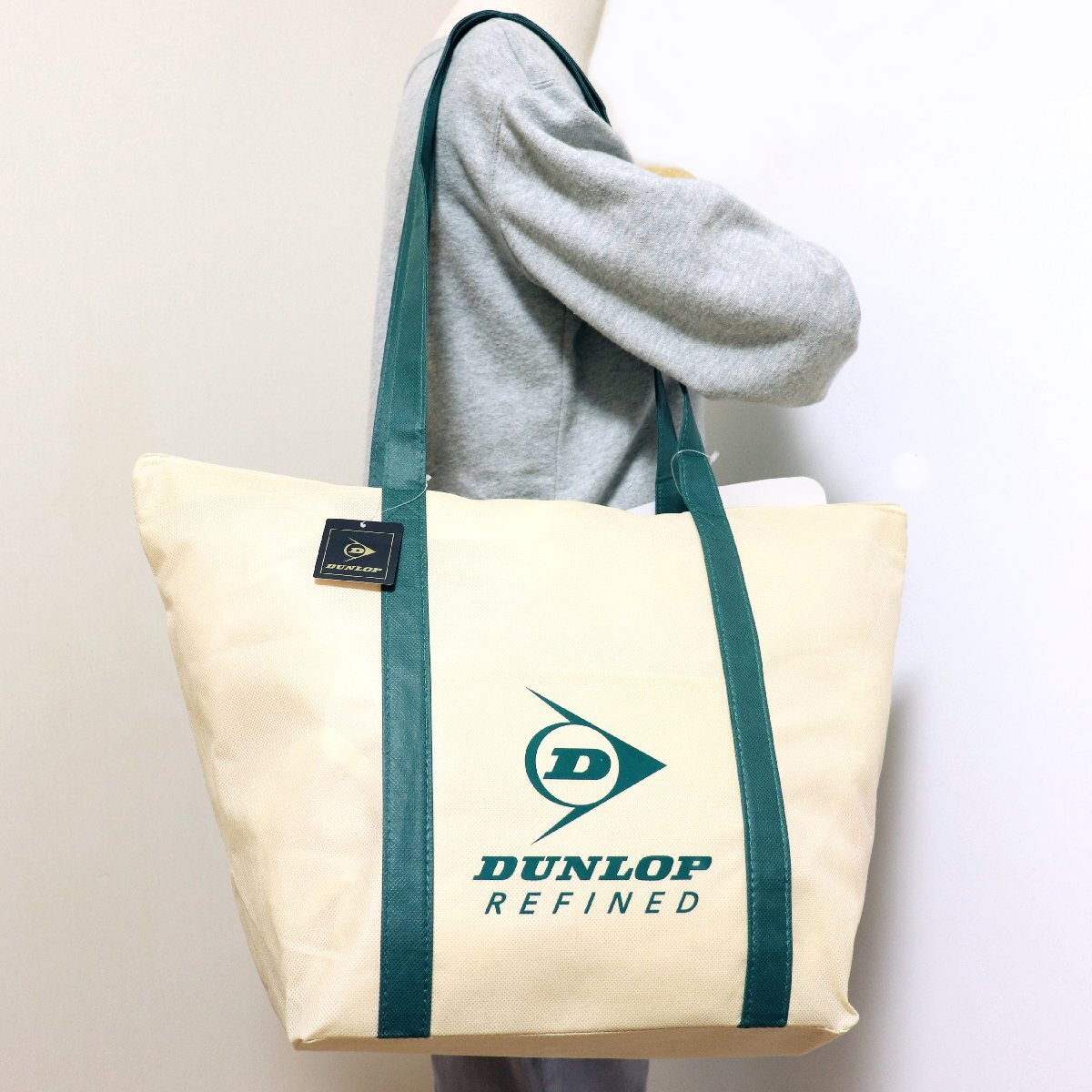 ダンロップ DUNLOP REFINED 軽量 大容量 BIG ファスナー付き 不織布 買い物 トート エコ トートバッグ バッグ BAG ...