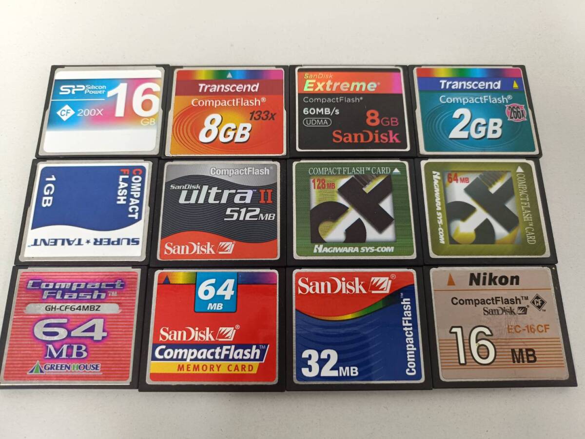 CFカード/コンパクトフラッシュ SanDisk Transcend HAGIWARA SYS-COM他 16GB 16MB 12点 まとめ ...