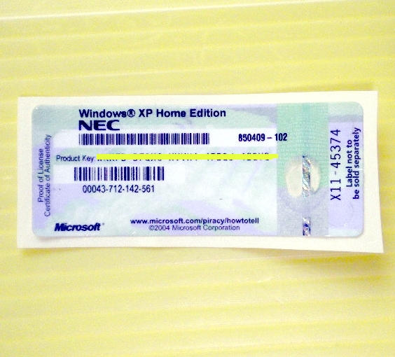 WindowsXP HOME Edition OEM NEC COAラベル X11-45374(Windows XP)｜売買されたオークション ...