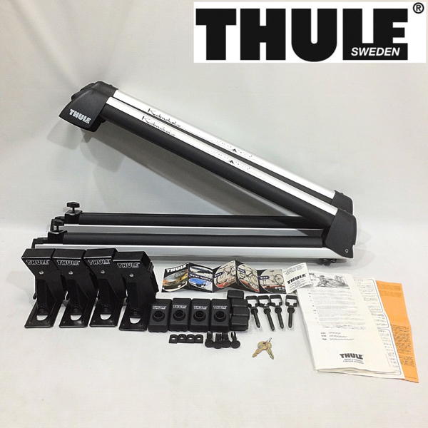 THULE SWEDEN 950 kebnekaise 728 スキー スノボー キャリア ルーフキャリア セット 鍵付き 419c(スキー ...