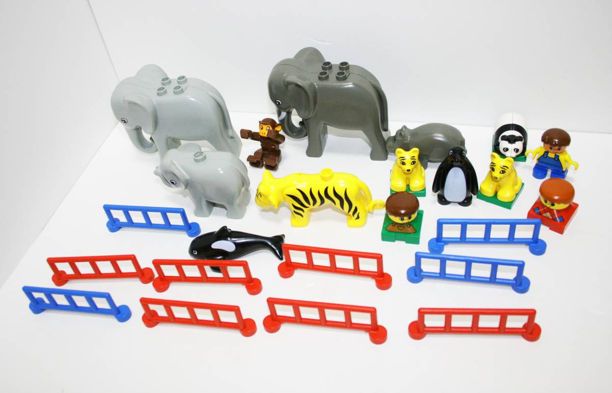 レゴ デュプロ レア 1762 LEGO DUPLO どうぶつえん 動物園 キリン さる ゾウ ペンギン シャチ フィグ かば 柵 トラ ...