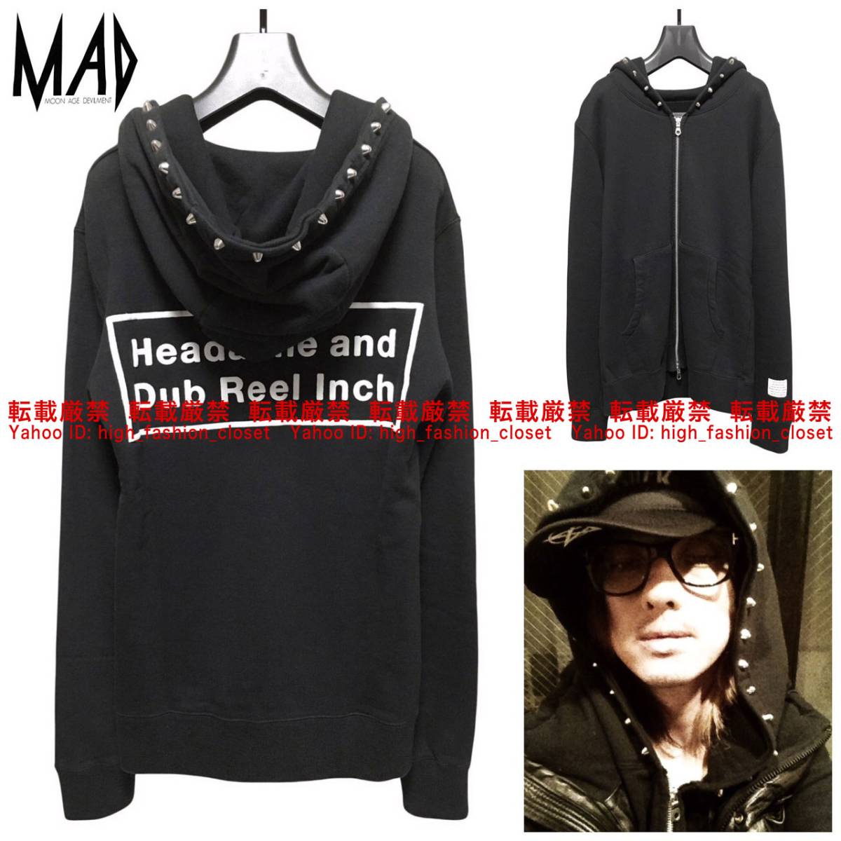 清春着 Moonage Devilment×黒夢 スタッズパーカー ムーンエイジmad清春moon age devilmentムーンエイジデビルメントmoonagedevilment(Sサイズ ...