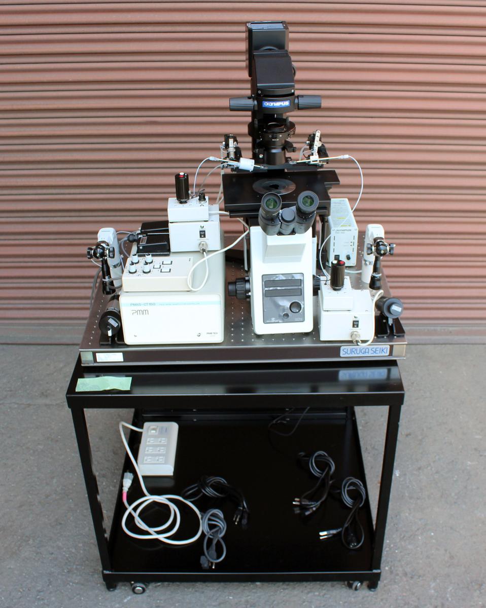 / OLYMPUS オリンパス 業務用顕微鏡 IX73 キャスター付防振台他付属品多数 倒立型リサーチ顕微鏡 生物顕微鏡(顕微鏡)｜売買された ...