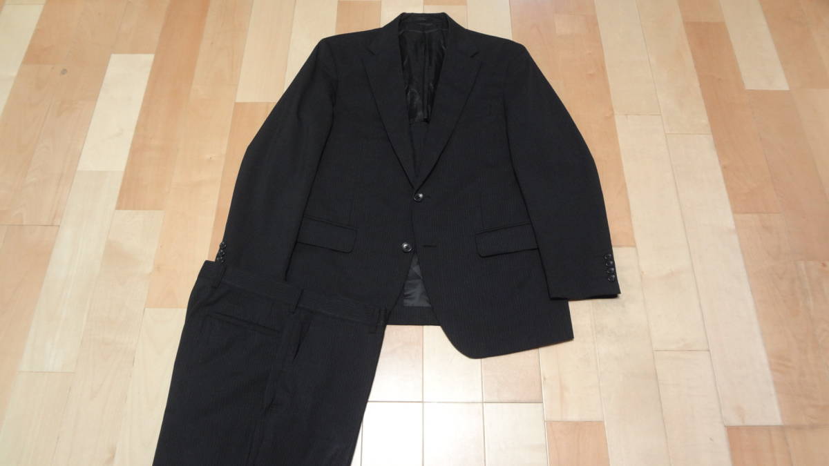 168cmW84cm スラックス2本付 INTIMAGE 黒ストライプ 2Bスーツ 背抜き春夏物シングル2釦 ブラックAB5 綺麗な状態(Sサイズ以下)｜売買されたオークション情報、yahoo ...