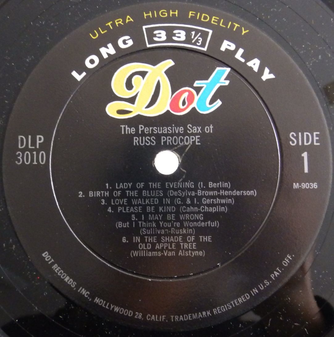 レア Dot エクスポート MONO 両面 深溝 US盤 RUSS PROCOPE The Persuasive sax of DLP ...
