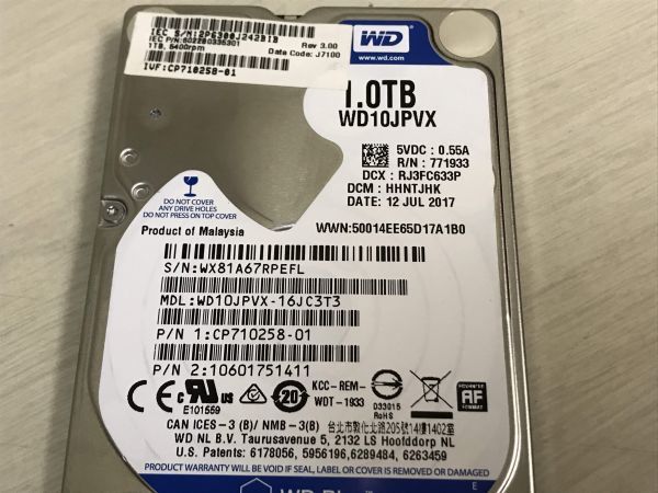 Western digital WD Blue WD10JPVX 2.5インチ SATA 6.0Gbps ハードディスクドライブ 1TB #1 ...