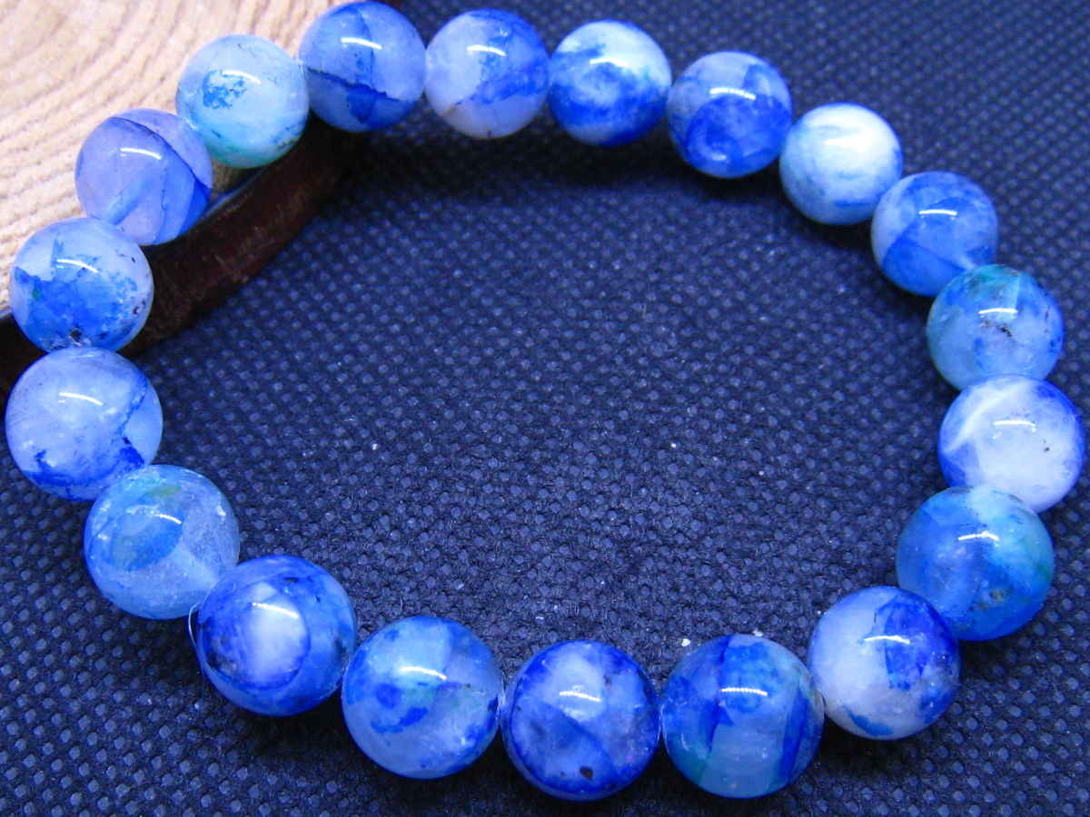 0615g591 天然石 30Aアイスブルークリソコラ 珪孔雀石 ブレス 9.5-10mm(天然石、半貴石)｜売買されたオークション情報、yahooの商品情報をアーカイブ公開 - オークファン ...