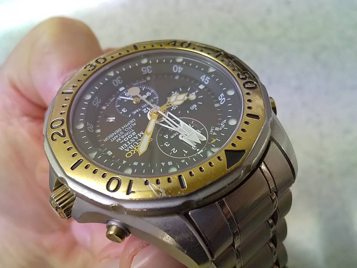 1995年製 絶版 セイコー スキューバ マスター オート スタート デプスセンサー 7K52 SEIKO SCUBA MASTER AUTO ...