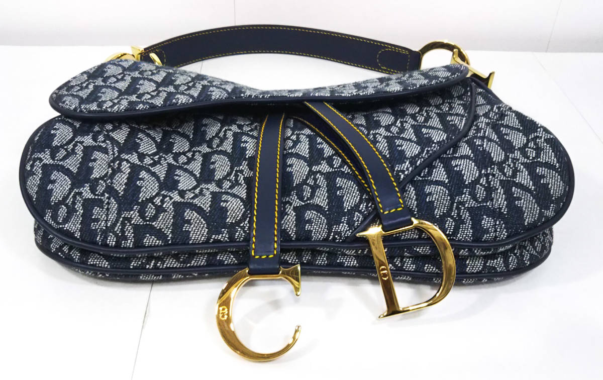 極 保証書付 クリスチャン ディオール RU-1020 サドルバッグ トロッター ネイビー×ゴールド金具 ロゴ ハンドバッグ Dior(トロッター)｜売買されたオークション情報、yahooの ...
