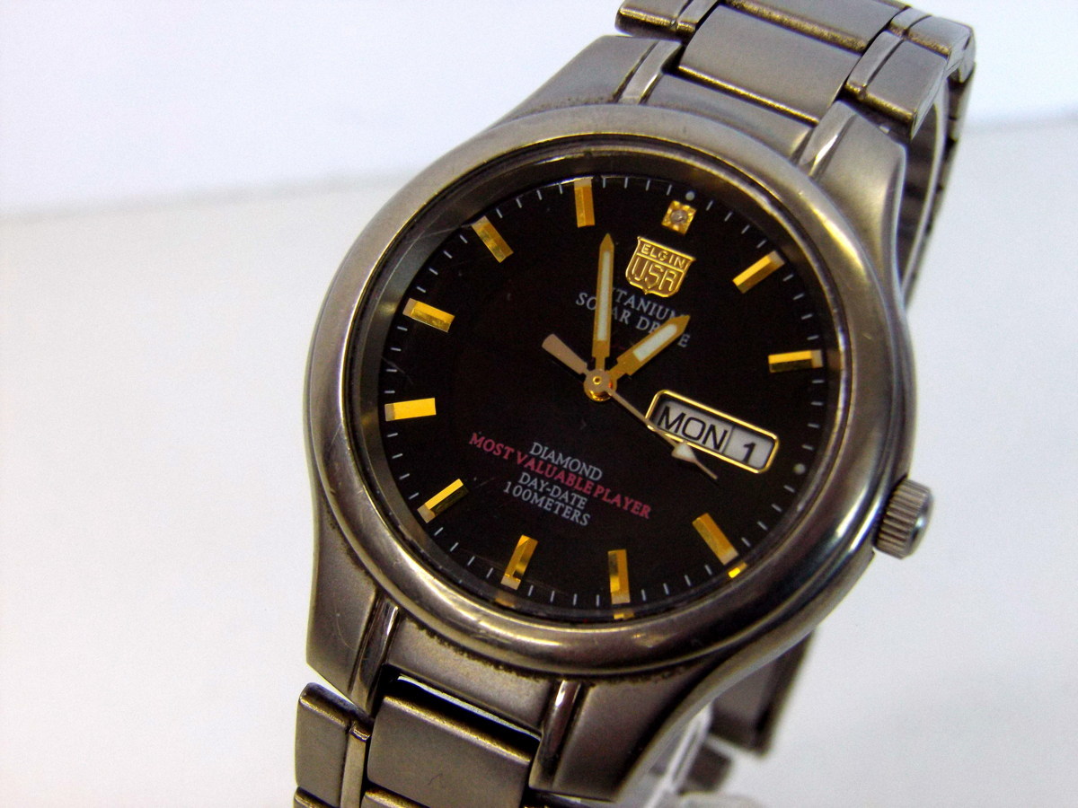 W0203-85店50695 ELGIN TITANIUM SOLAR DRIVE FK-1201-C 腕時計 エルジン(エルジン)｜売買され ...