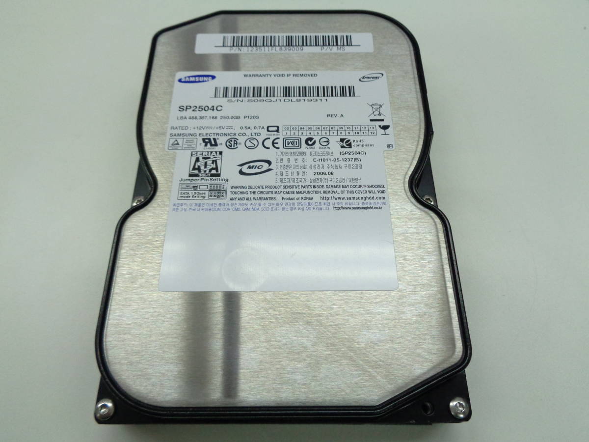 4378時間 SAMSUNG SP2504C 250GB 正常判定 3.5インチHDD(200GB～)｜売買されたオークション情報、yahoo ...