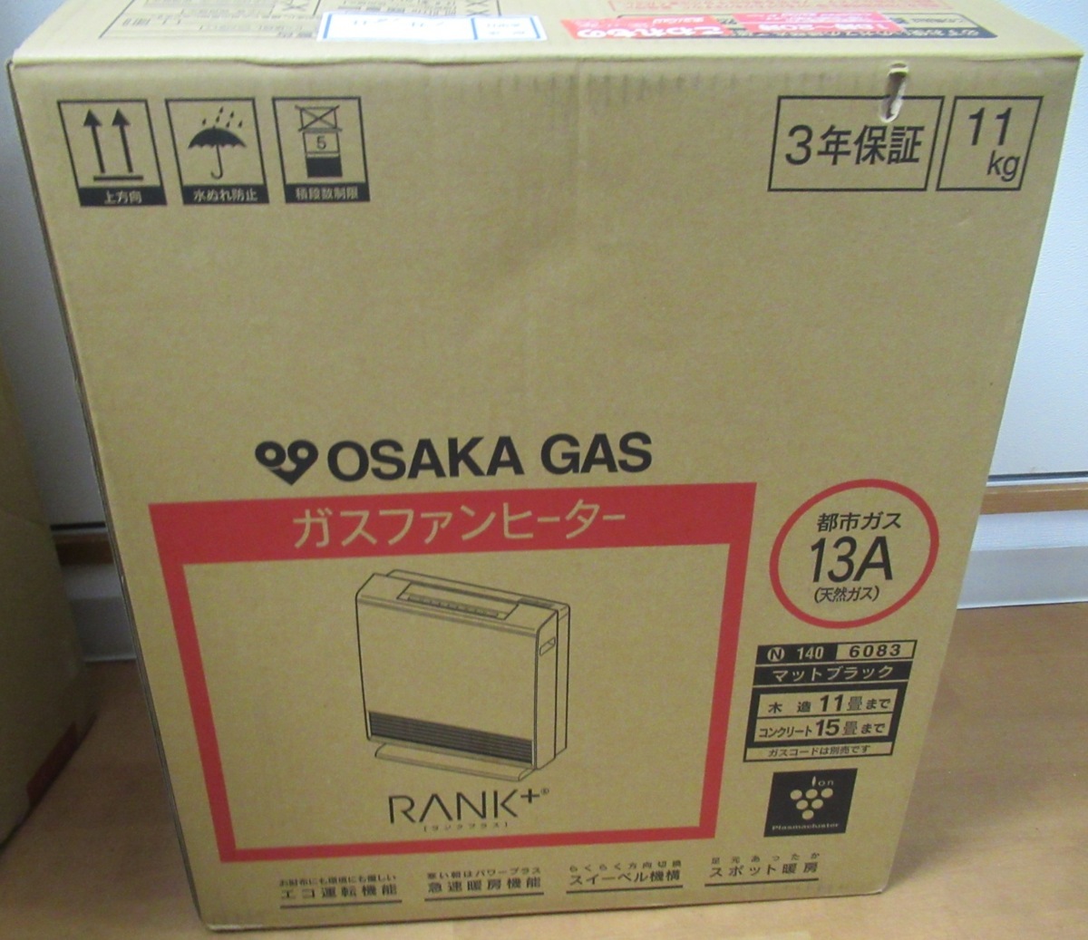 88- 12-0629 大阪ガス ガスファンヒーター N140-6083 木造11畳 コンクリート15畳 開封 判断 12-0629(ガス ...