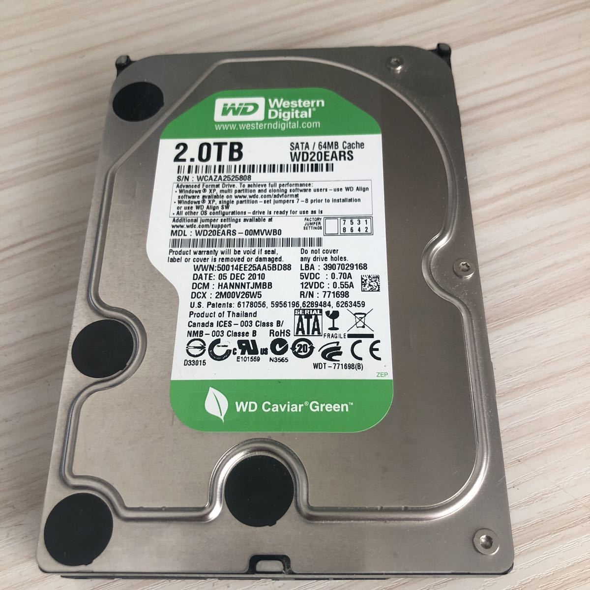 X64: /使用25169時間 Western Digital WDC WD20EARS-00MVWB0 2000GB 2TB 3.5インチ ...