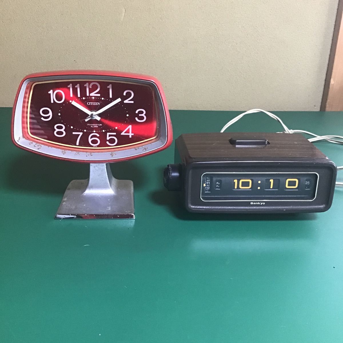 パタパタ時計 Sankyo 304z 茶色 置時計 CITIZEN シチズン 7RA052 赤 ジャンク 動作未確認 昭和レトロ 当時の品 ...
