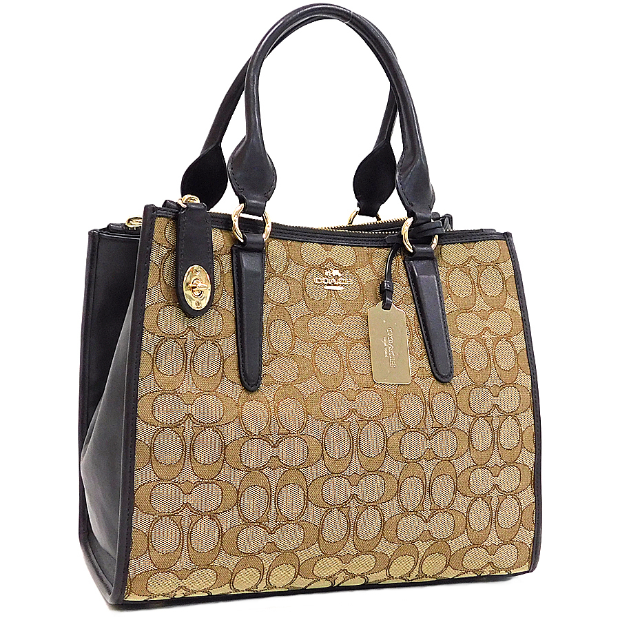 1円 同様 コーチ ハンドバッグ シグネチャー 33524 ベージュ系 ブラウン系 お買い物 通勤 通学 COACH Bre(ハンドバッグ ...