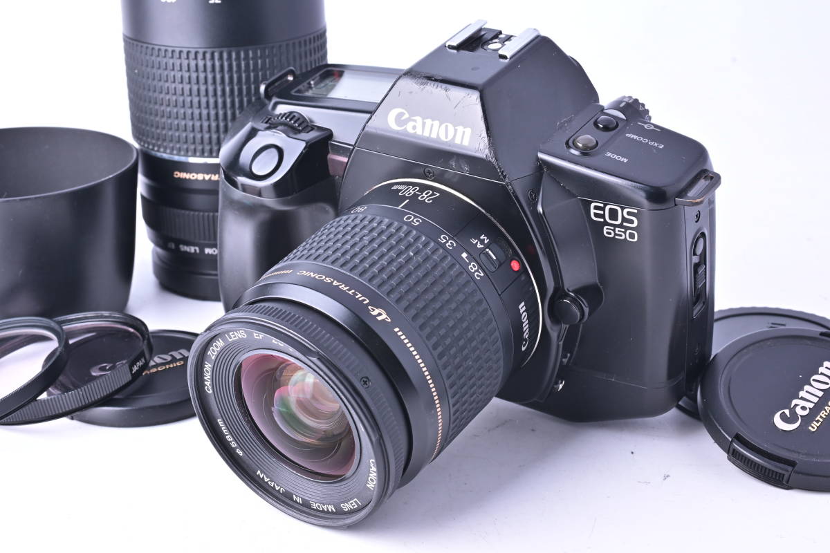 S4-2529 Canon キヤノン EOS 650 一眼レフ EF 28-80mm III USM + 75-300mm III USM ...