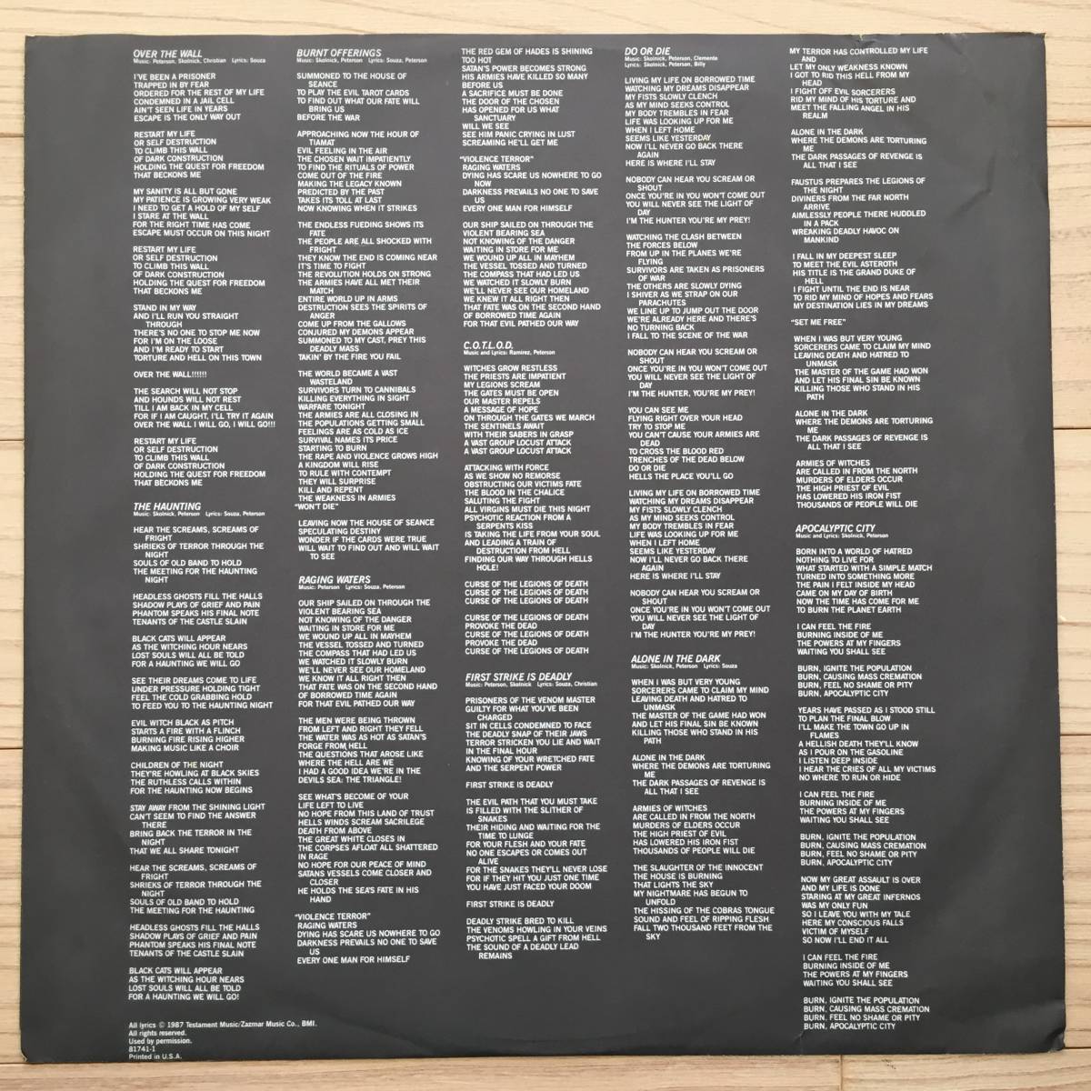 US盤/Vinyl/12''/Megaforce Worldwide/81741-1/1987年盤 Testament / The ...