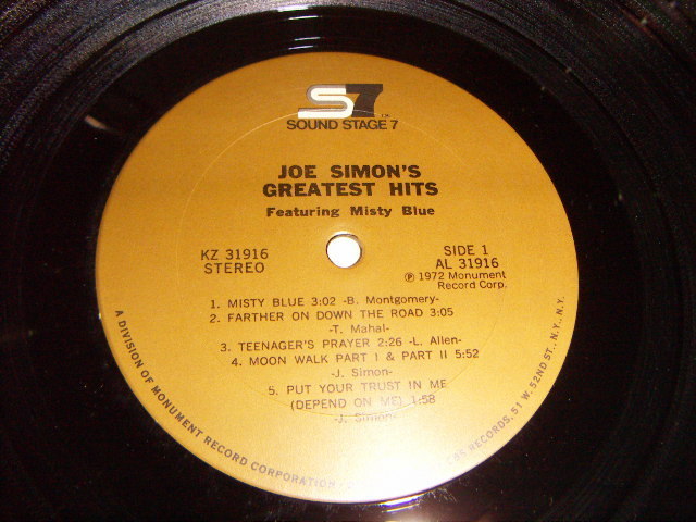 LP：Joe Simon'Greatest Hits Joe Simon：ジョー サイモン：US盤：SOUND STAGE 7(R&B、ソウル ...