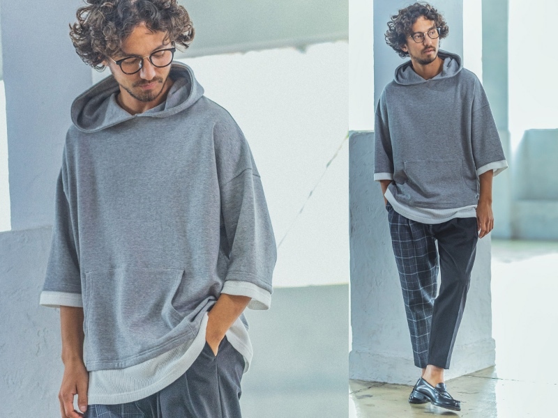 ANGENEHMアンゲネーム URAKE Fake Layered Over Size Half Sleeve Parka パーカー CAMBIO グレー(Lサイズ)｜売買されたオークション ...