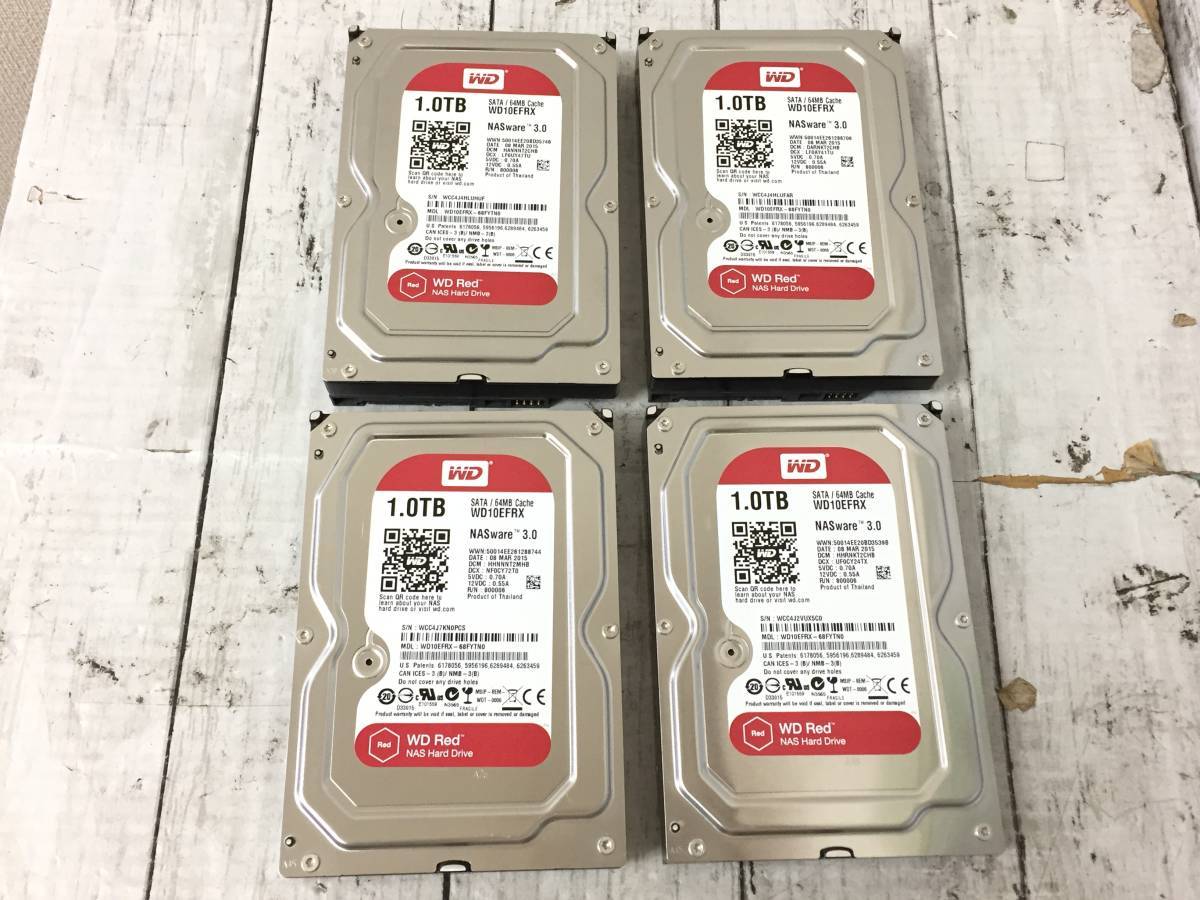 4個セット Western Digital WD10EFRX SATA 3.5inch 1TB NAS ware 3.0 WD Red 消去済 ...